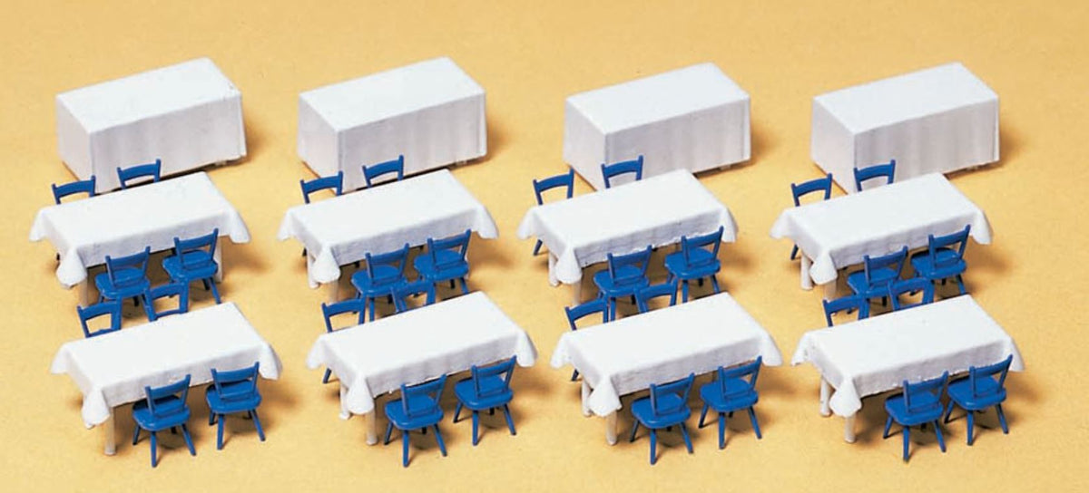 Preiser 17219 H0 Tables With Table Cloth, Chairs, Buffet Tables – AnnieKits