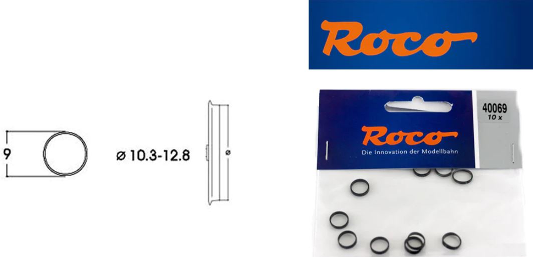 Roco 40069 H0 Spare Parts Traction Tyre Set, Rubber Wheels 10.3-12.8mm ...